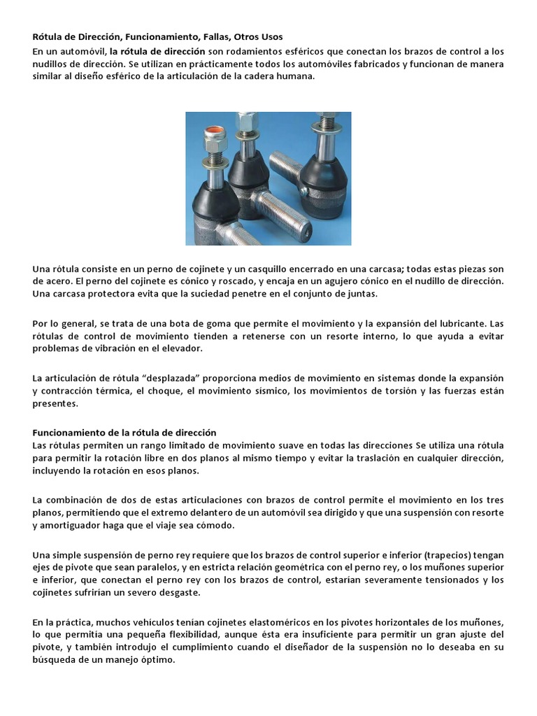Rótulas de Dirección: Función y Fallas | PDF | Eje | Tecnología de ...