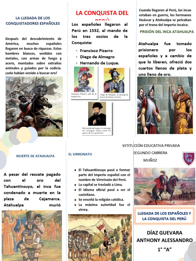 Triptico La Conquista Del Peru | PDF | Imperio Inca | Colonización ...