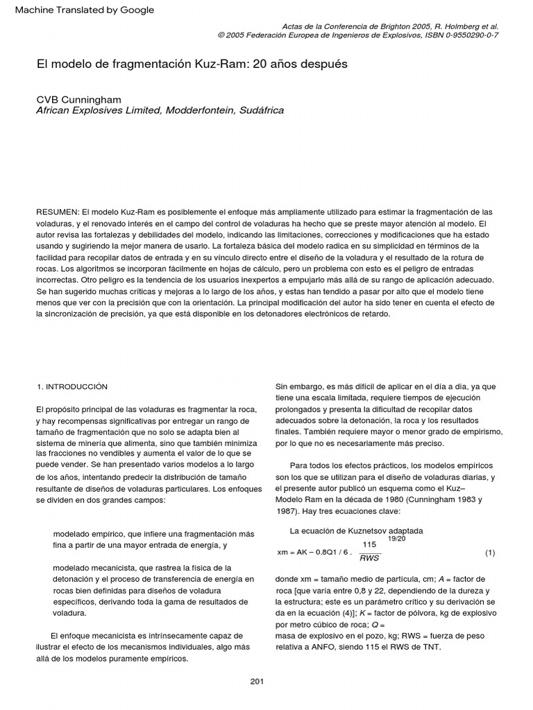 Copia de The Kuz Ram Fragmentation Model 20 Years On | PDF | Evolución ...