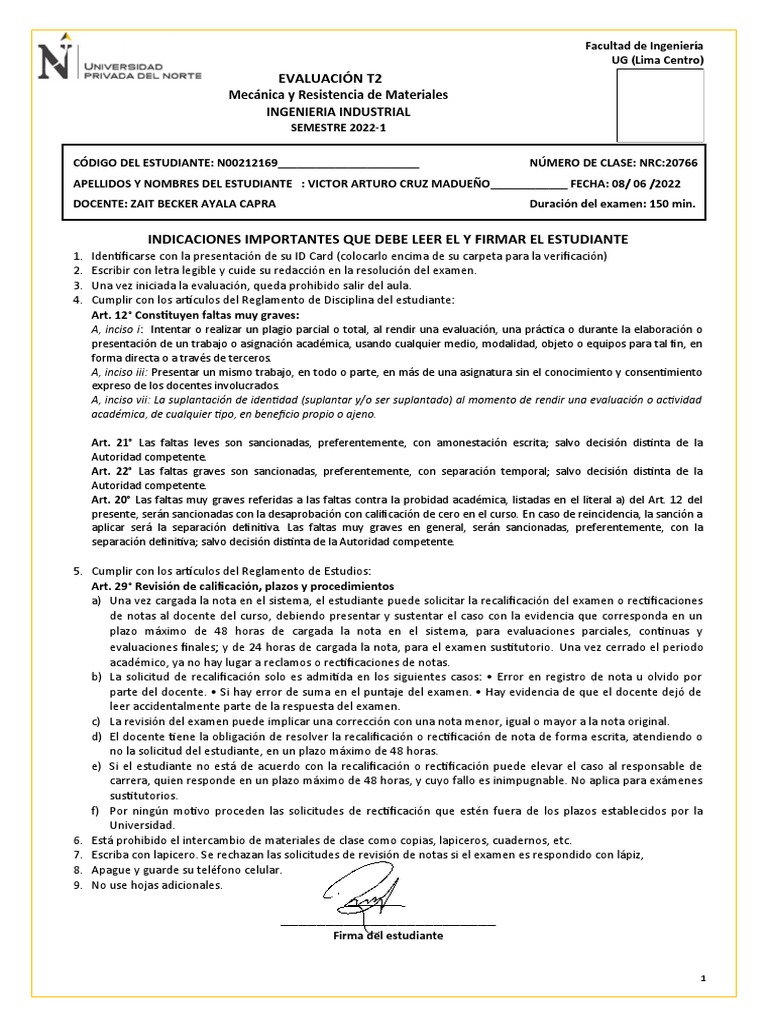 Evaluación T2 Mecánica y Resistencia de Materiales GRUPO 9 | PDF | Prueba (evaluación) | Pruebas