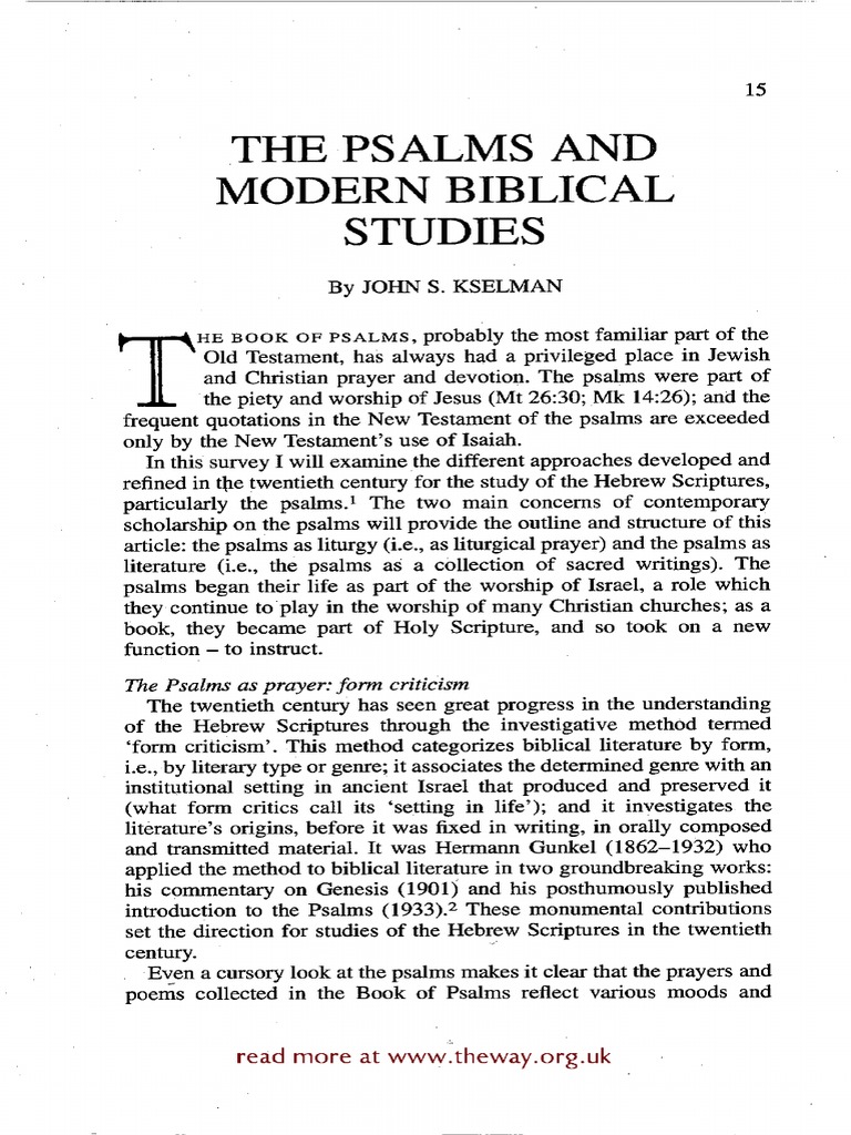 The Psalms and and Other Biblical Study | PDF | Psalms | Bible