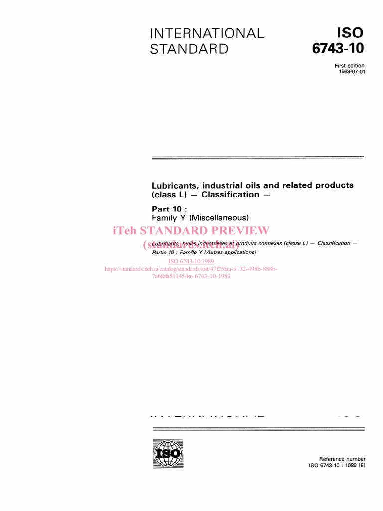 ISO 6743-10:1989 Lubricant Classification | PDF | International ...