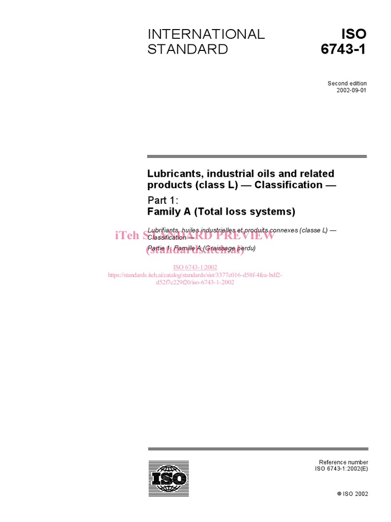 ISO 6743-1 - 2002 - Part. 1 - Family A - Total Loss Systems | PDF ...