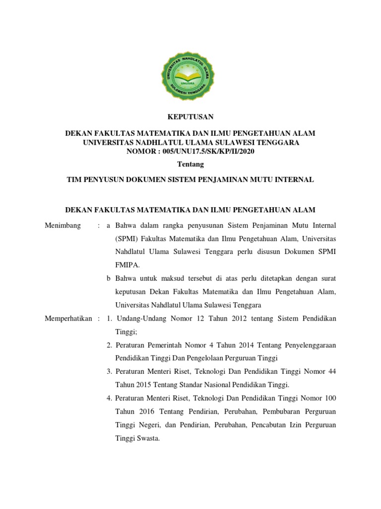 SK Tim Penyusun SPMI | PDF