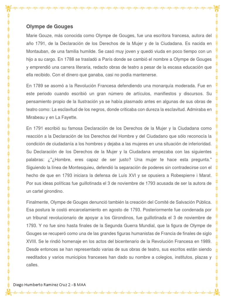 Olympe de Gouges | Descargar gratis PDF | revolución Francesa ...