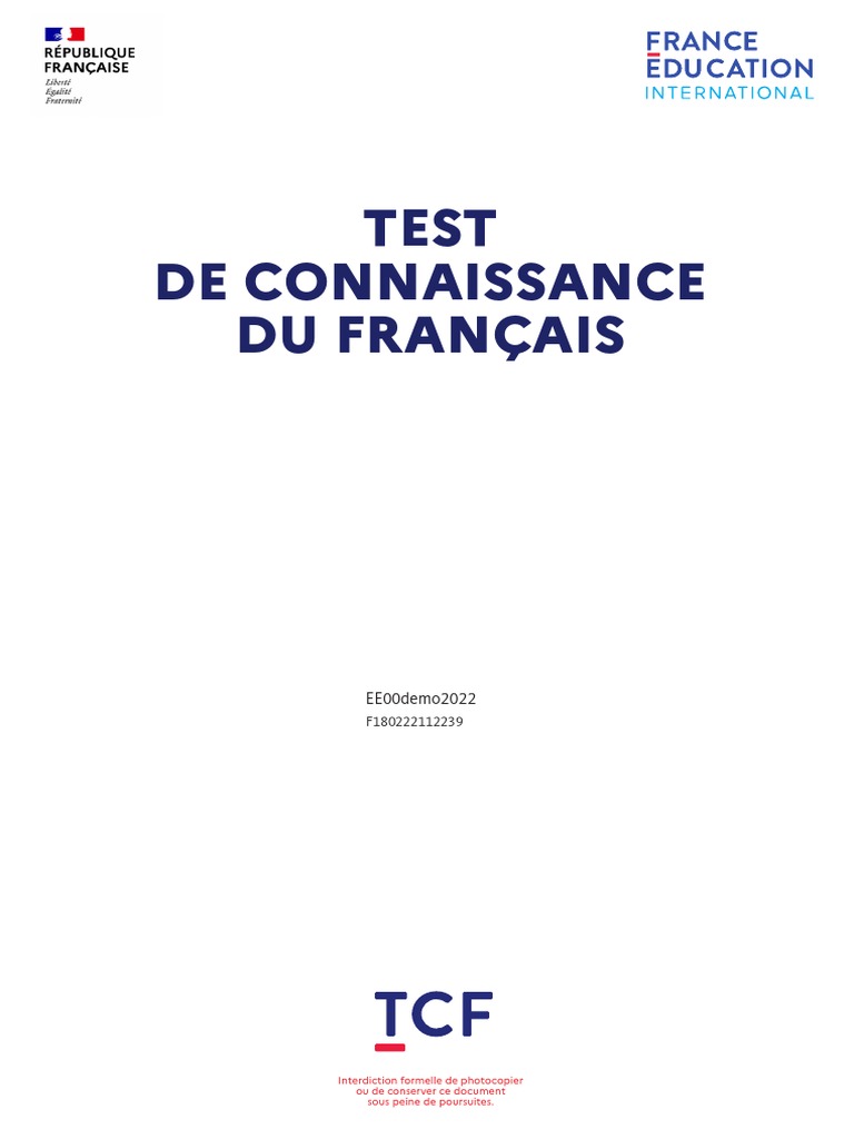 TCF TP QC CA Exemple Epreuve Ee | PDF