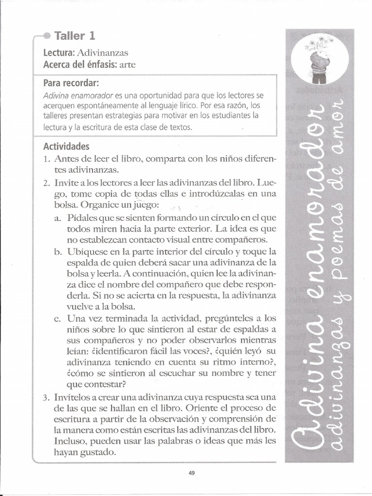 Adivina Enamorador Adivinanzas y Poemas de Amor | PDF