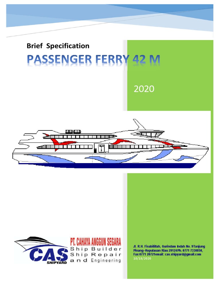 Specifications for Passenger Ship | PDF | Ships | Water Transport