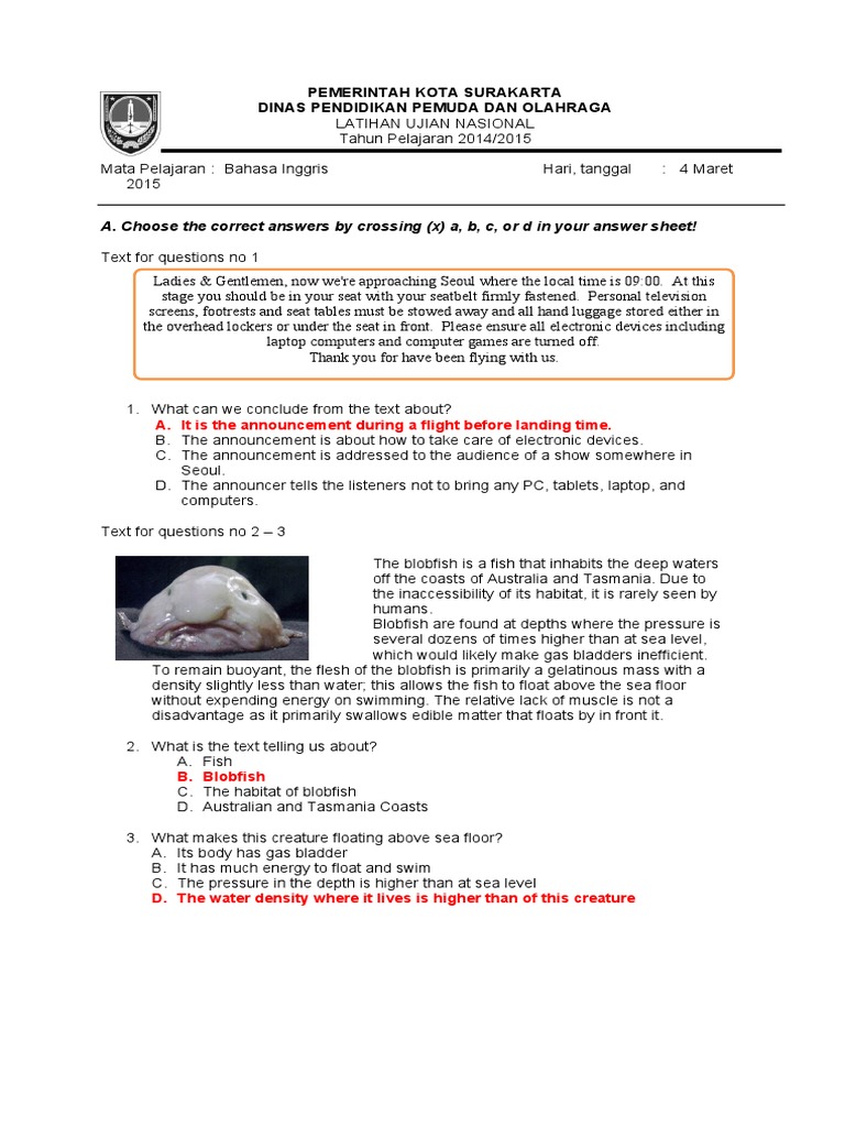 A. Choose The Correct Answers by Crossing (X) A, B, C, or D in Your ...