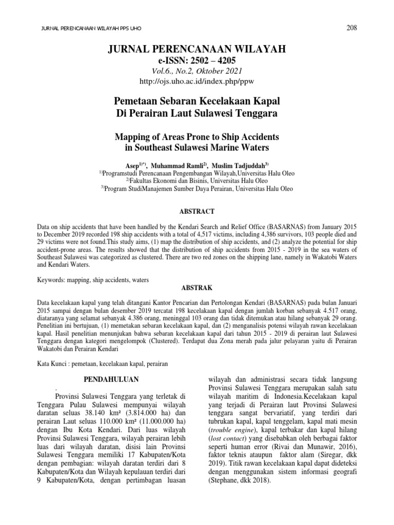 JURNAL PPW UHO Pemetaan Sebaran Kecelakaan Kapal | PDF | Ilmu Sosial | Perjalanan