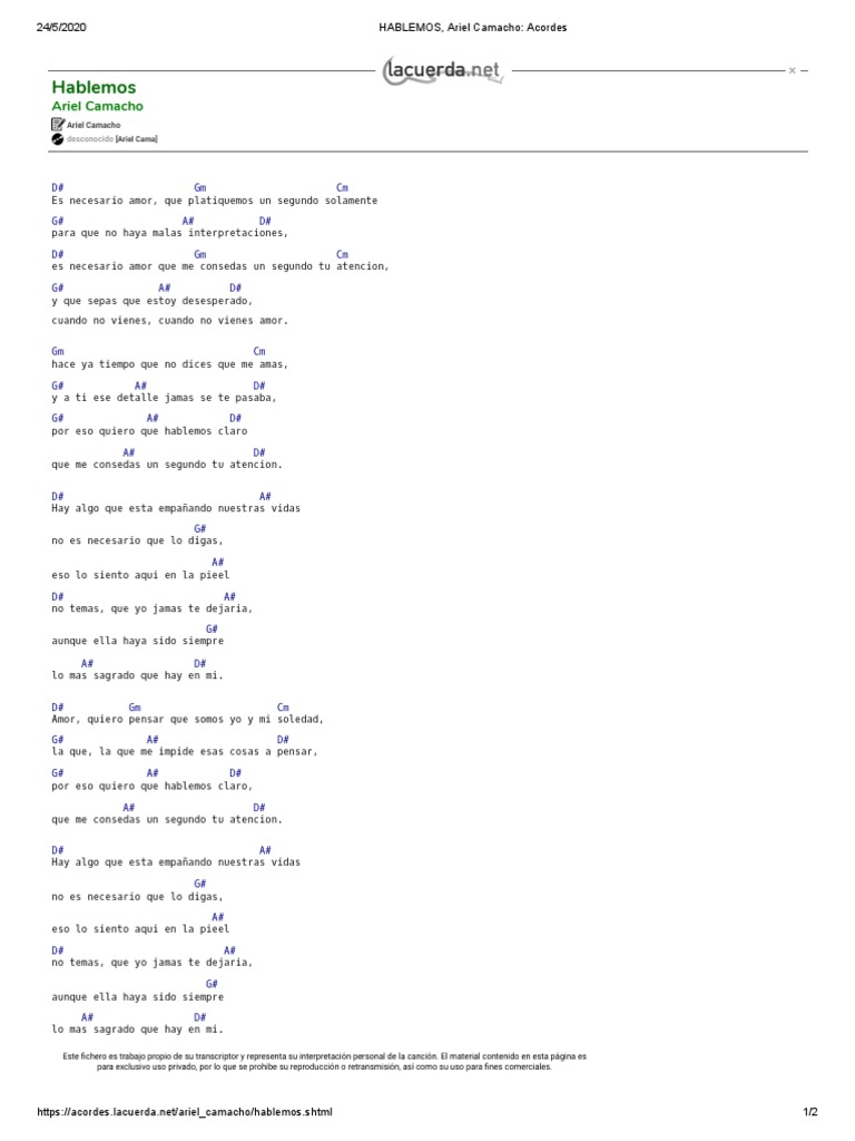 HABLEMOS, Ariel Camacho - Acordes | PDF