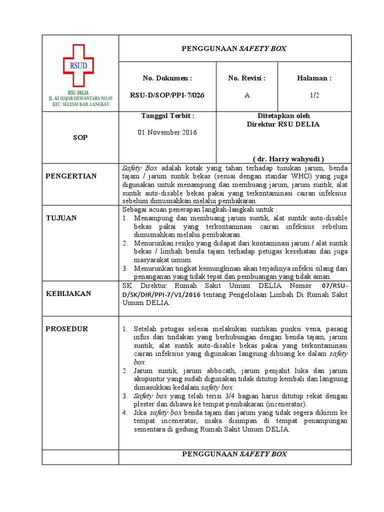 034a Spo Penggunaan Safety Box | PDF