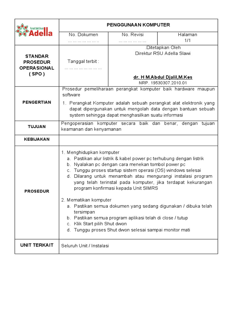 Sop Penggunaan Komputer | PDF