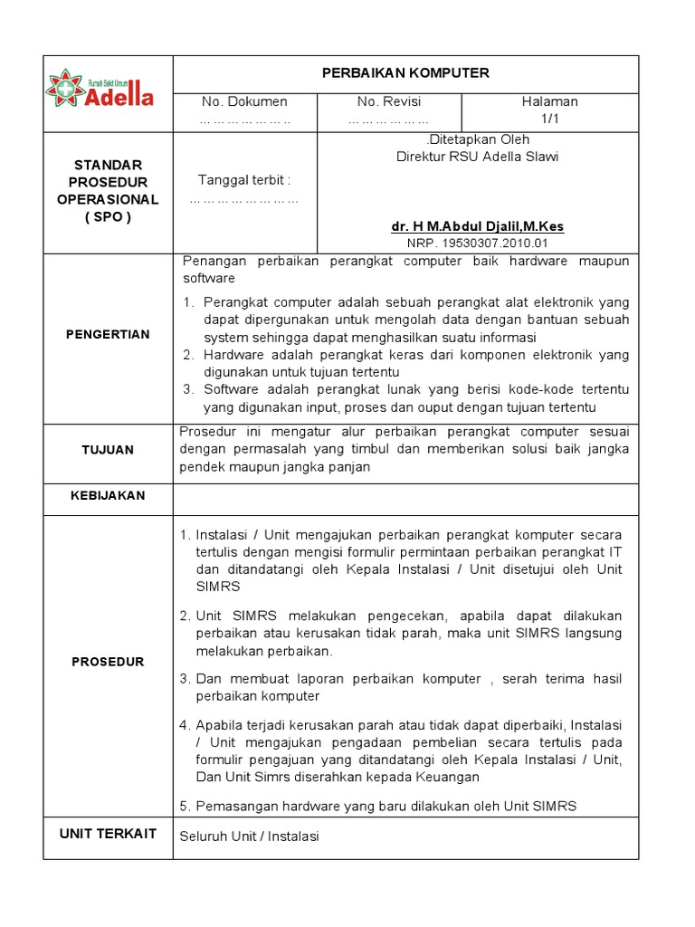 Sop Perbaikan Komputer | PDF