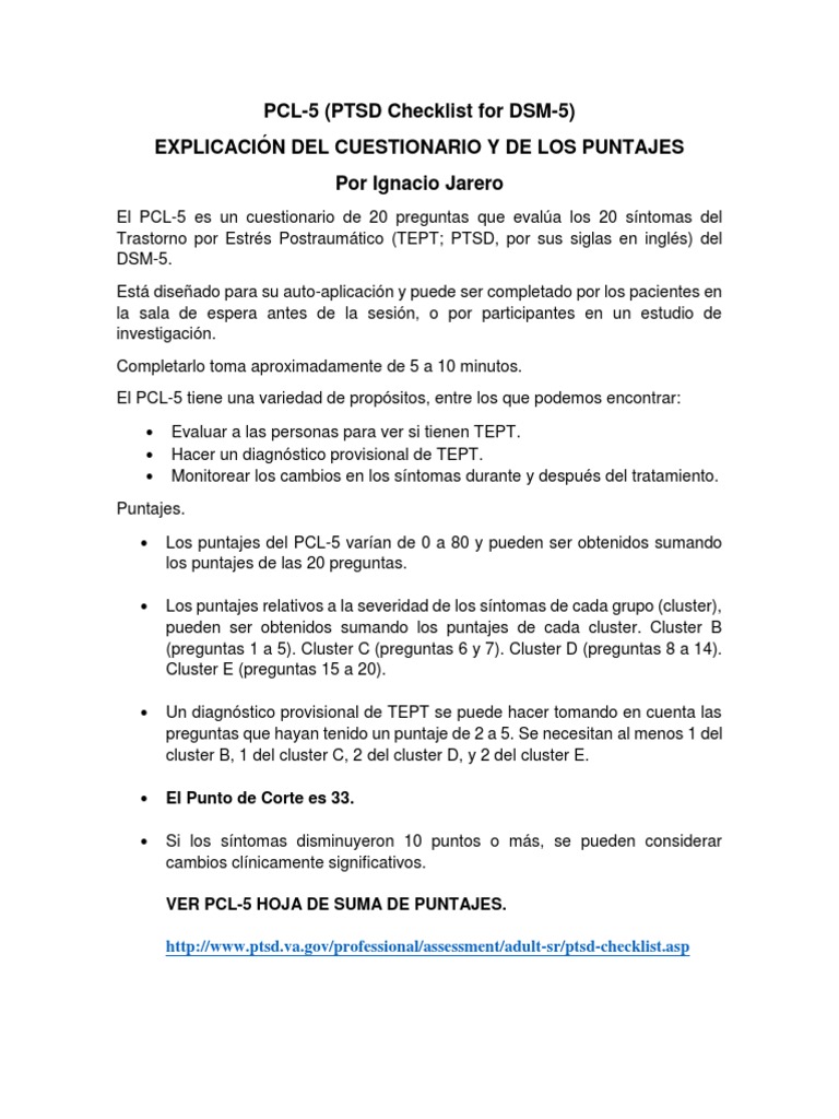 Pcl-5-Explicacion de Puntajes-Julio 2016 | PDF