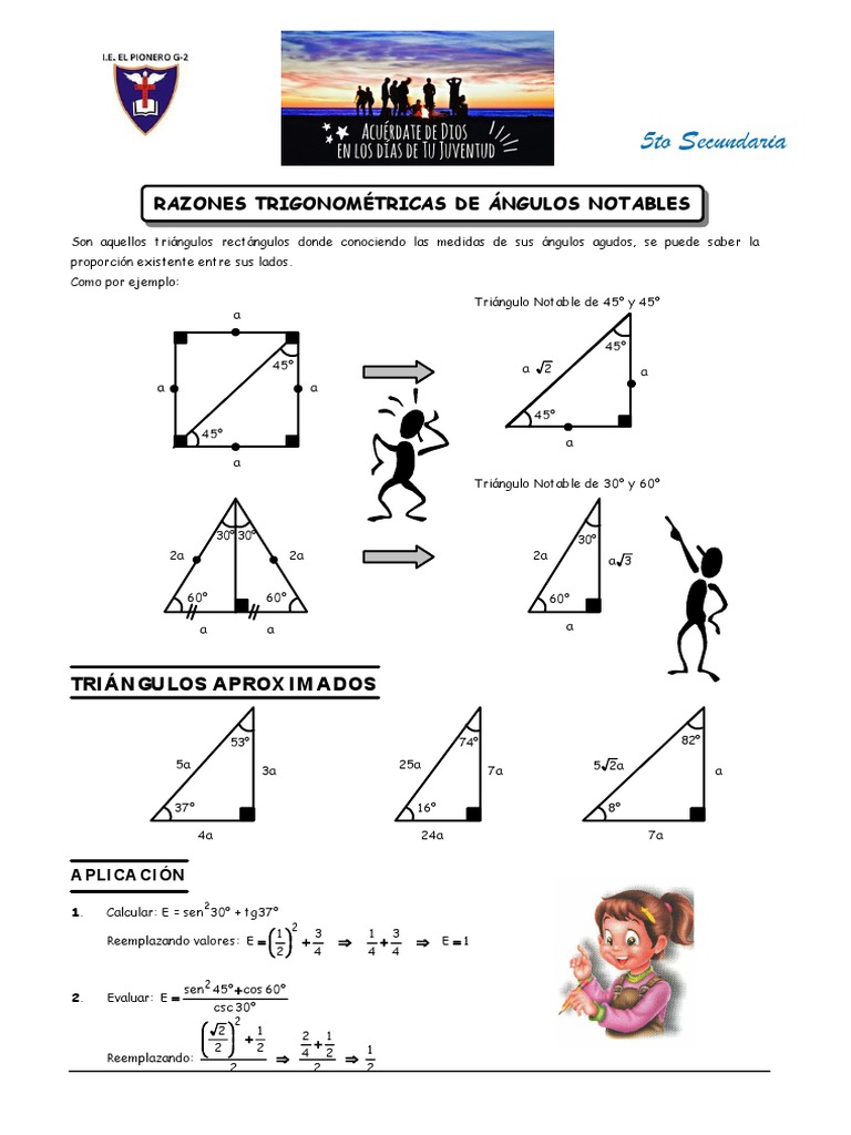 Razones Trigonométricas de Triángulos Notables | PDF | Geometría Elemental | Geometría del plano ...