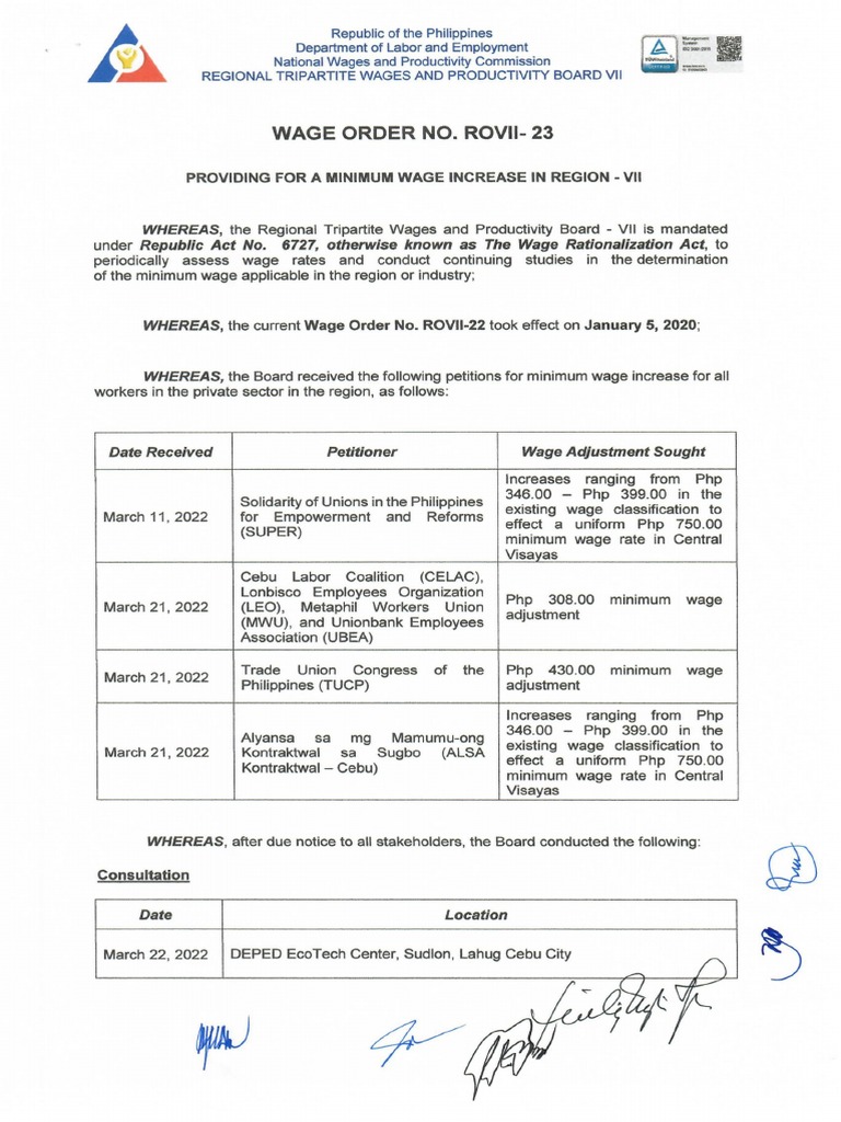 Wage Order No. ROVII-23 | PDF | Employment | Wage