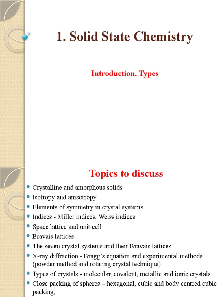 Solid State Chemistry - Introduction | PDF | Crystal | Crystal Structure