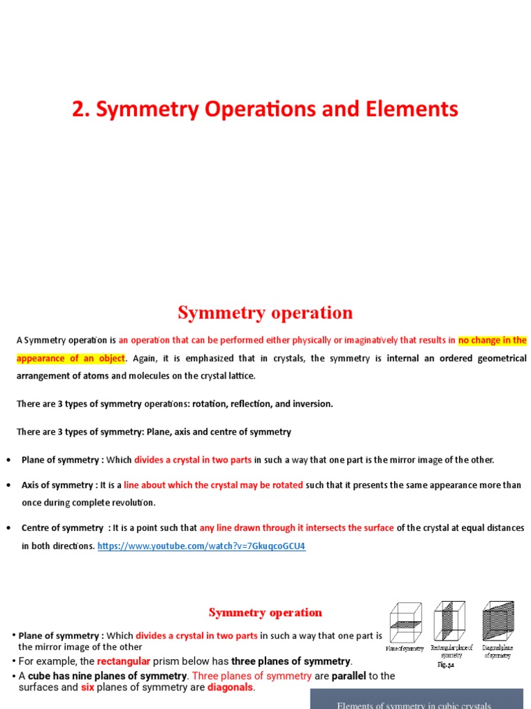 Solid State - Symmetry Operations | PDF | Symmetry | Cartesian ...