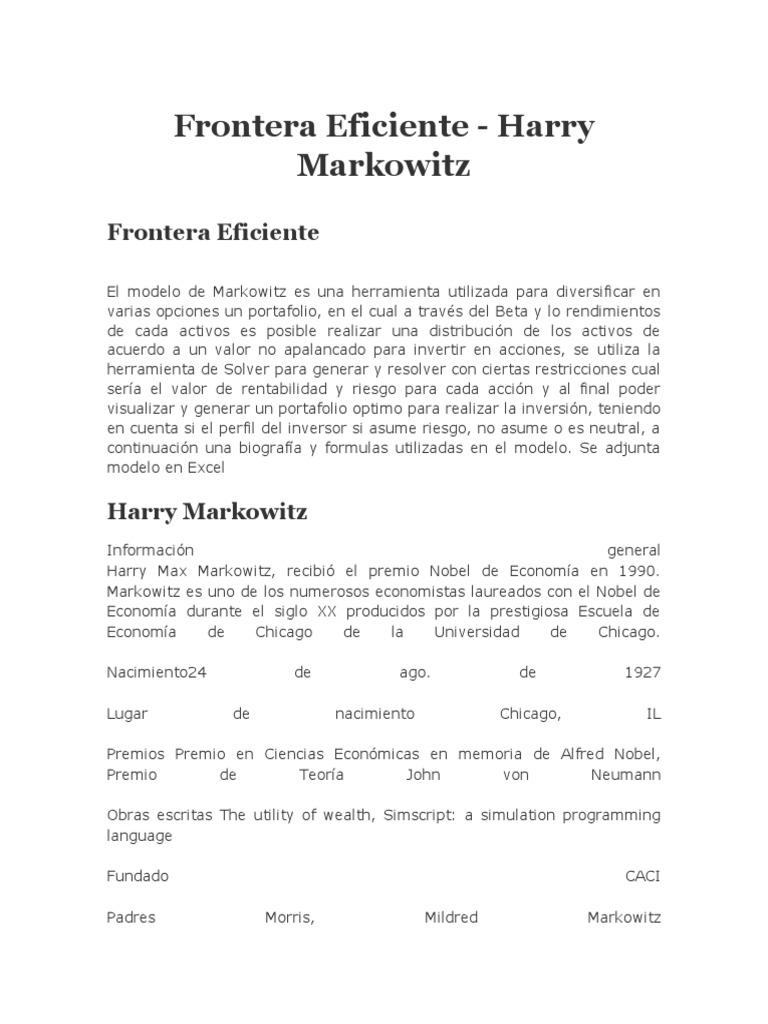 Frontera Eficiente | PDF