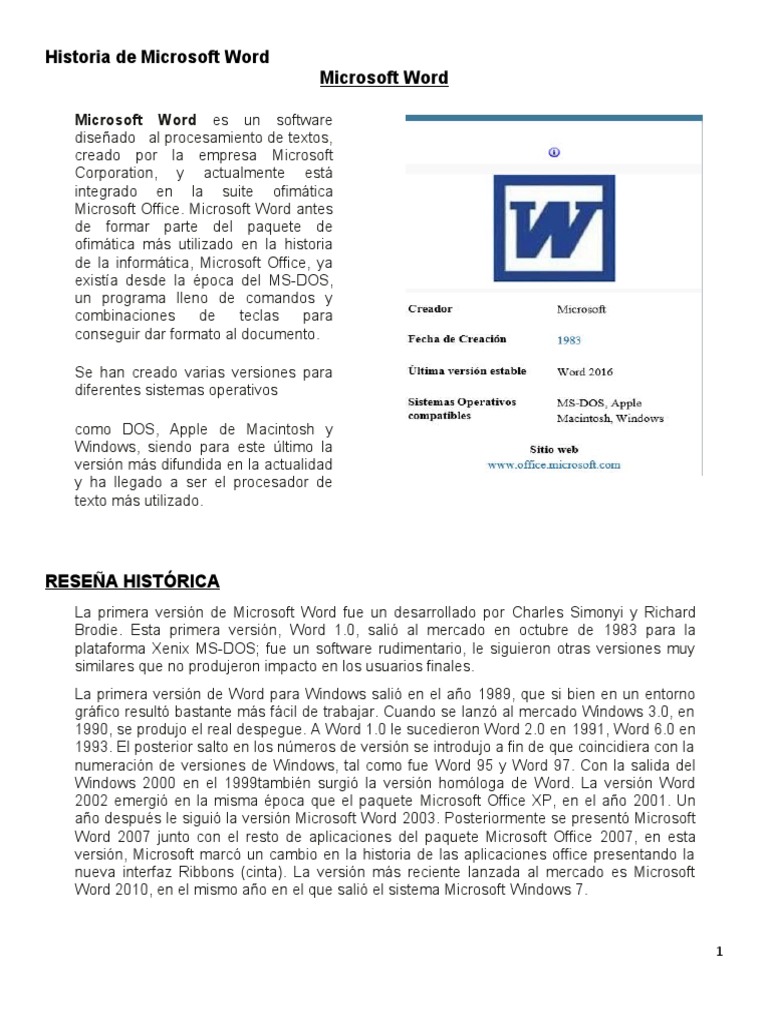 Historia de Microsoft Word | PDF | Microsoft Word | Microsoft