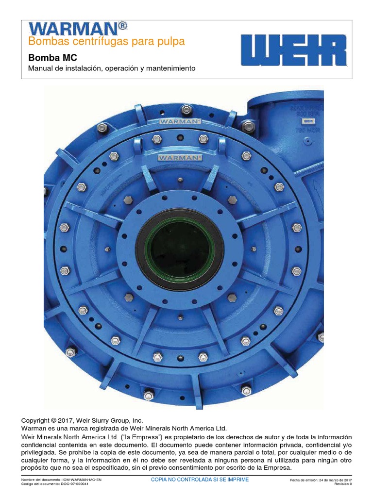 Manual Bbas Warman MC Español | PDF | Bomba | Ingeniería Química