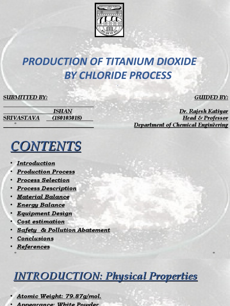 Production of Titanium Dioxide by Chloride Process | PDF | Titanium ...