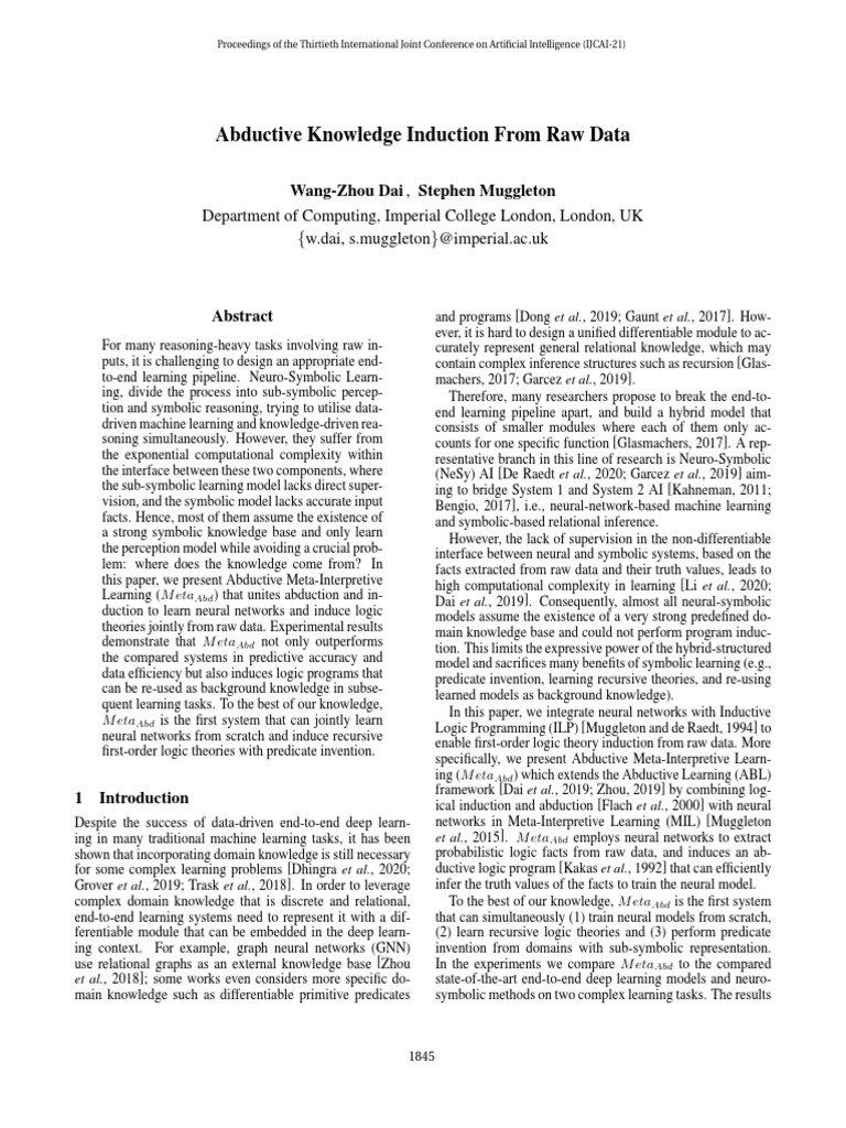 Abductive Knowledge Induction From Raw Data | PDF | Artificial Intelligence | Intelligence (AI ...