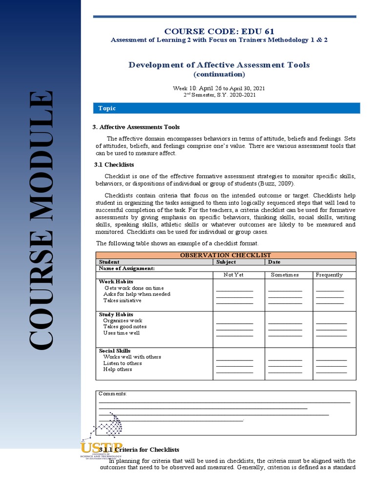 Affective Assessment Tools Development | PDF | Educational Assessment ...