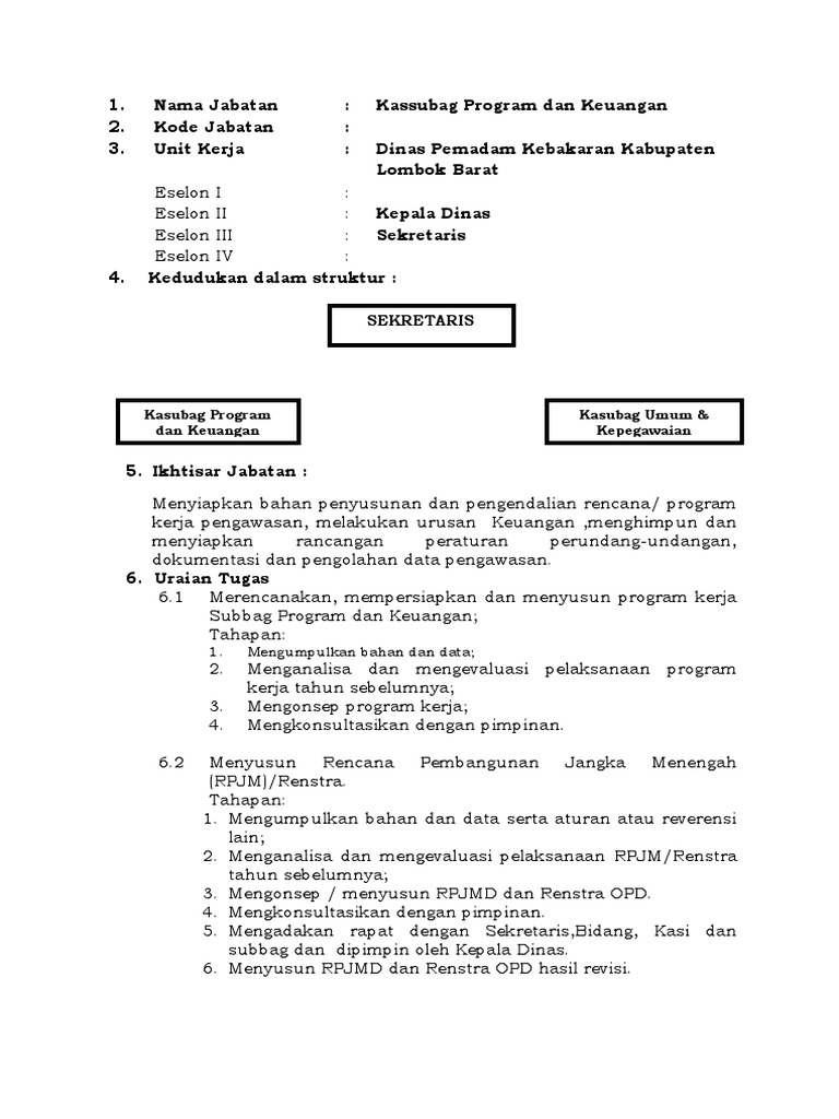 Kasubag Program | PDF | Karier & Perkembangan | Pengelolaan Keuangan & Uang