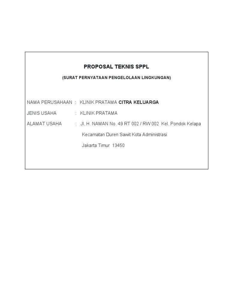 Proposal Teknis SPPL Aneka Medika | PDF