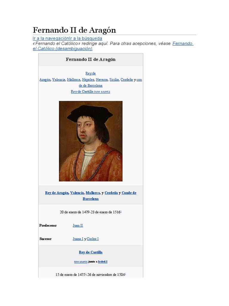 Fernando II de Aragón | PDF | Antiguas monarquías de Europa