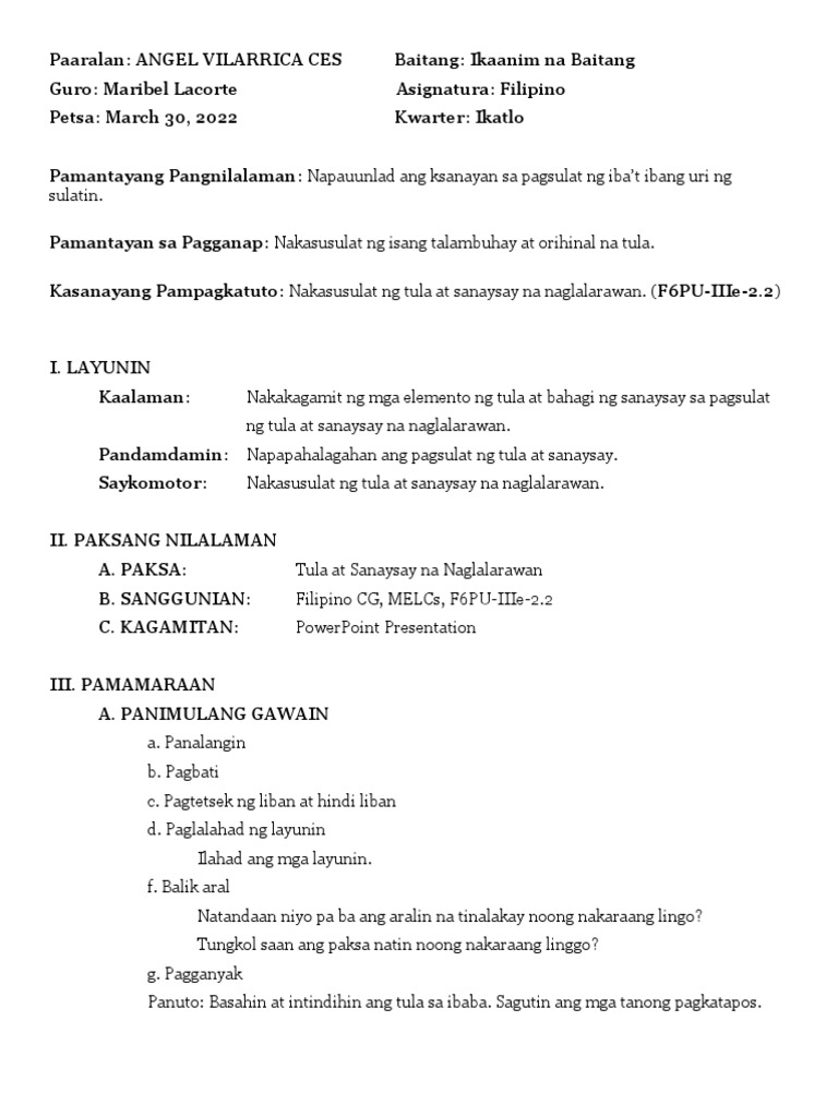 Filipino 6 LP - Q3 W7 | PDF