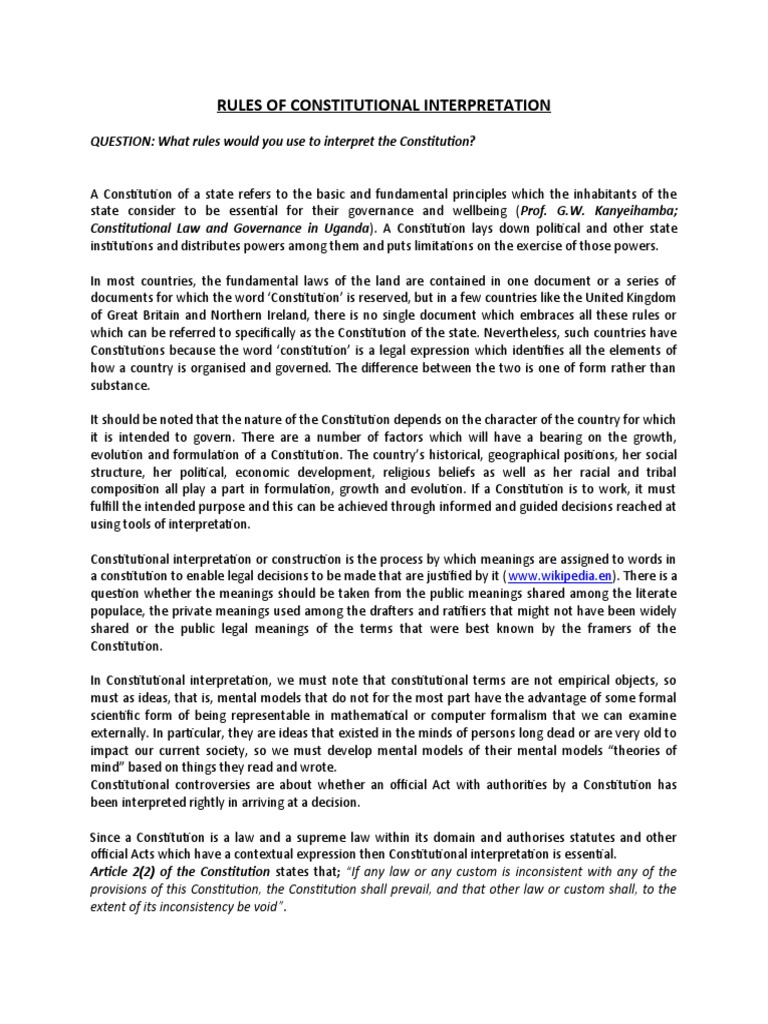 Rules of Constitutional Interpretation-1 | PDF | Statutory ...