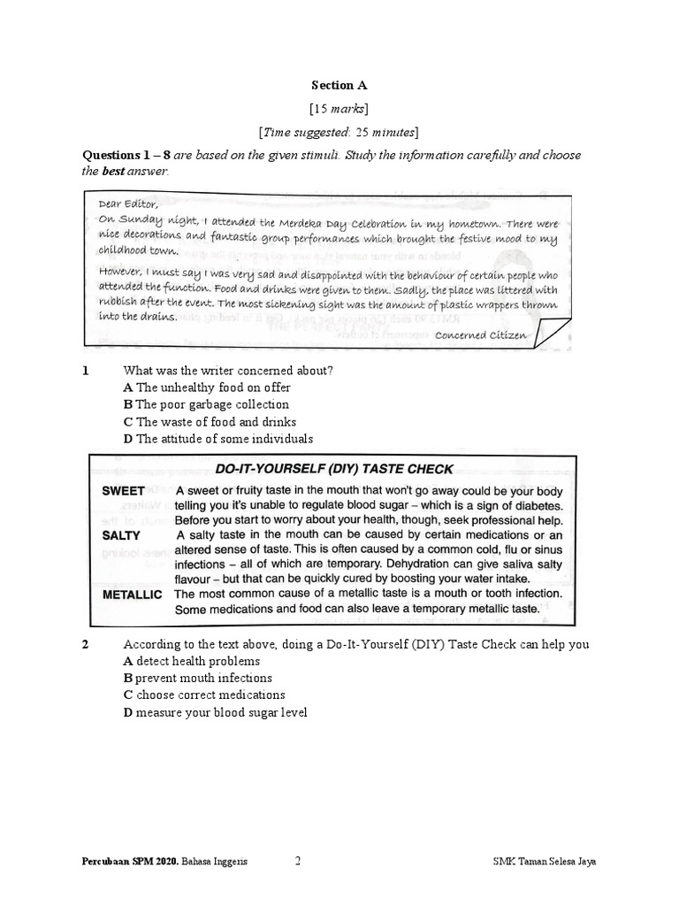 SPM Trial 2020 Paper 2 | PDF