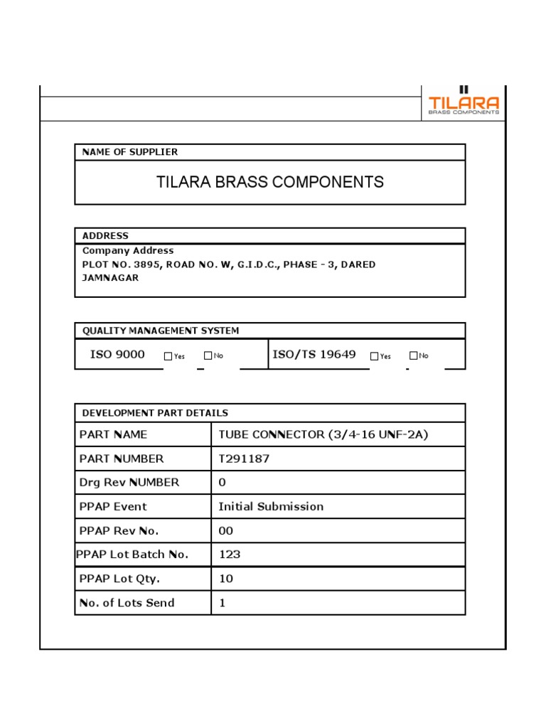 Sample PPAP Level-3 | PDF | Business Process | Secondary Sector Of The ...