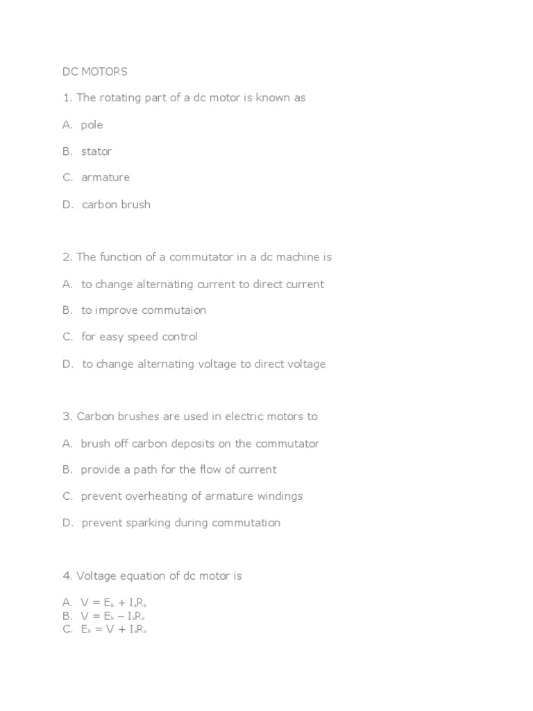 DC Motors Practice | PDF | Electric Motor | Electric Power