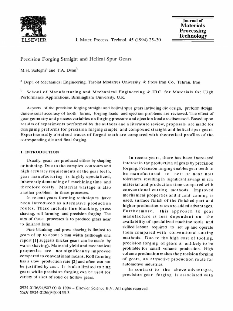 1994 - Precision Forging Straight and Helical Spur Gears | PDF | Gear ...