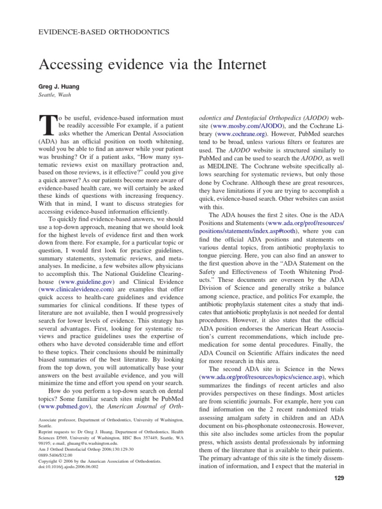 Accessing Evidence Via The Internet | PDF | Evidence Based Medicine ...