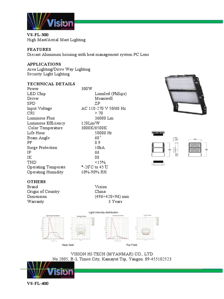 LED Flood Light Specification (300W&400W) | PDF | Lighting | Optics