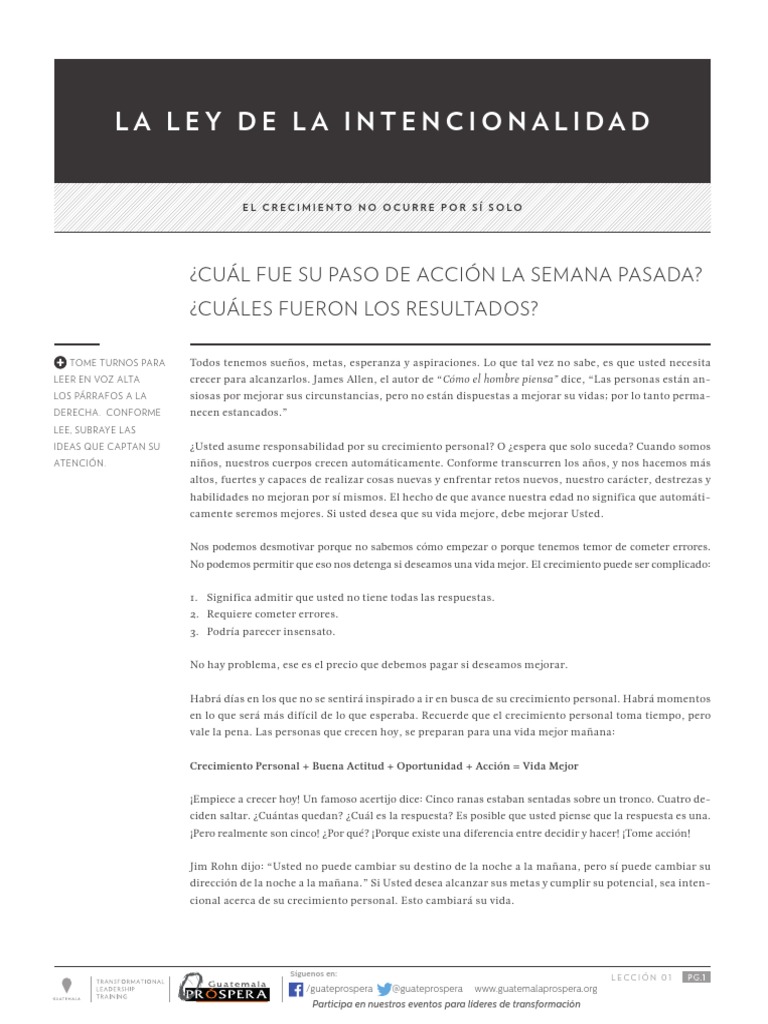LECCION 1 La Ley de La Intencionalidad | PDF