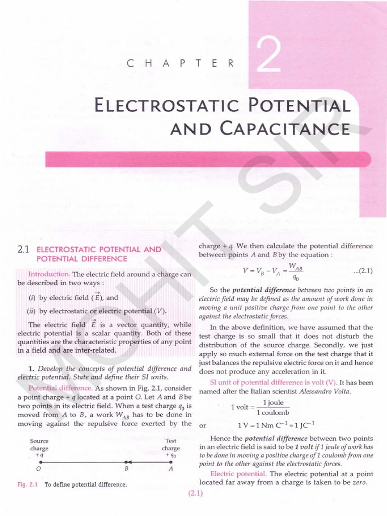 Electrostatic Potential and Capacitance | PDF | Electrostatics | Voltage