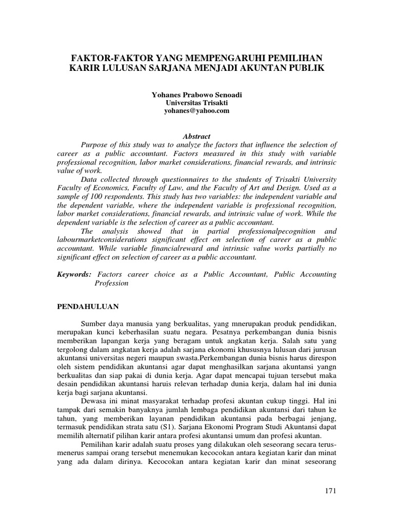 Faktor-Faktor Yang Mempengaruhi Pemilihan Karir Lu | PDF | Karier & Perkembangan