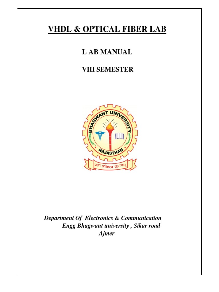 VHDL & Optical Fiber Lab: L Ab Manual | PDF | Optical Fiber | Vhdl