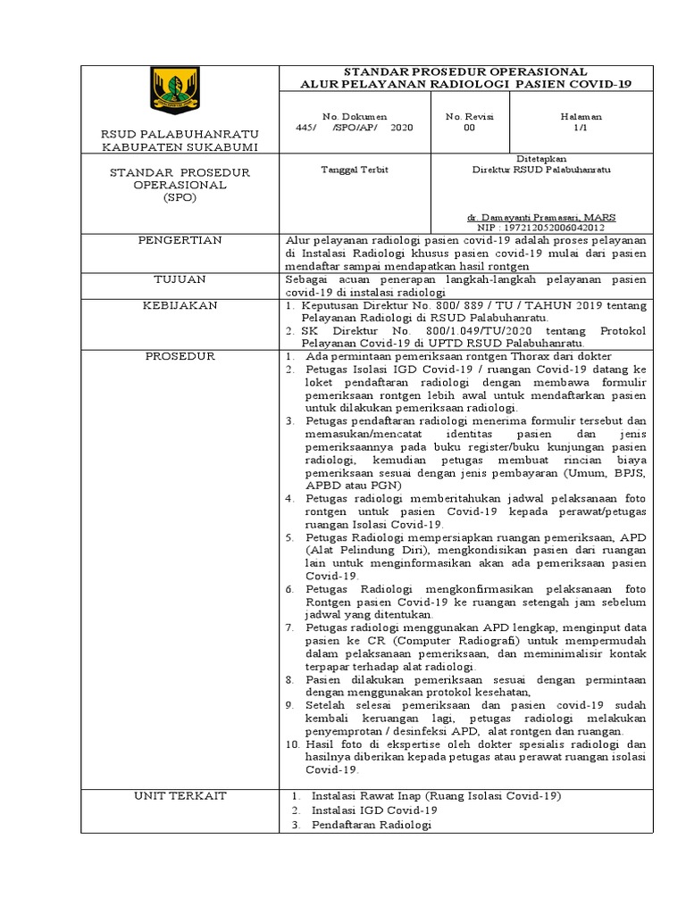 Sop Alur Pelayanan Radiologi Pasien Covid-19 | PDF