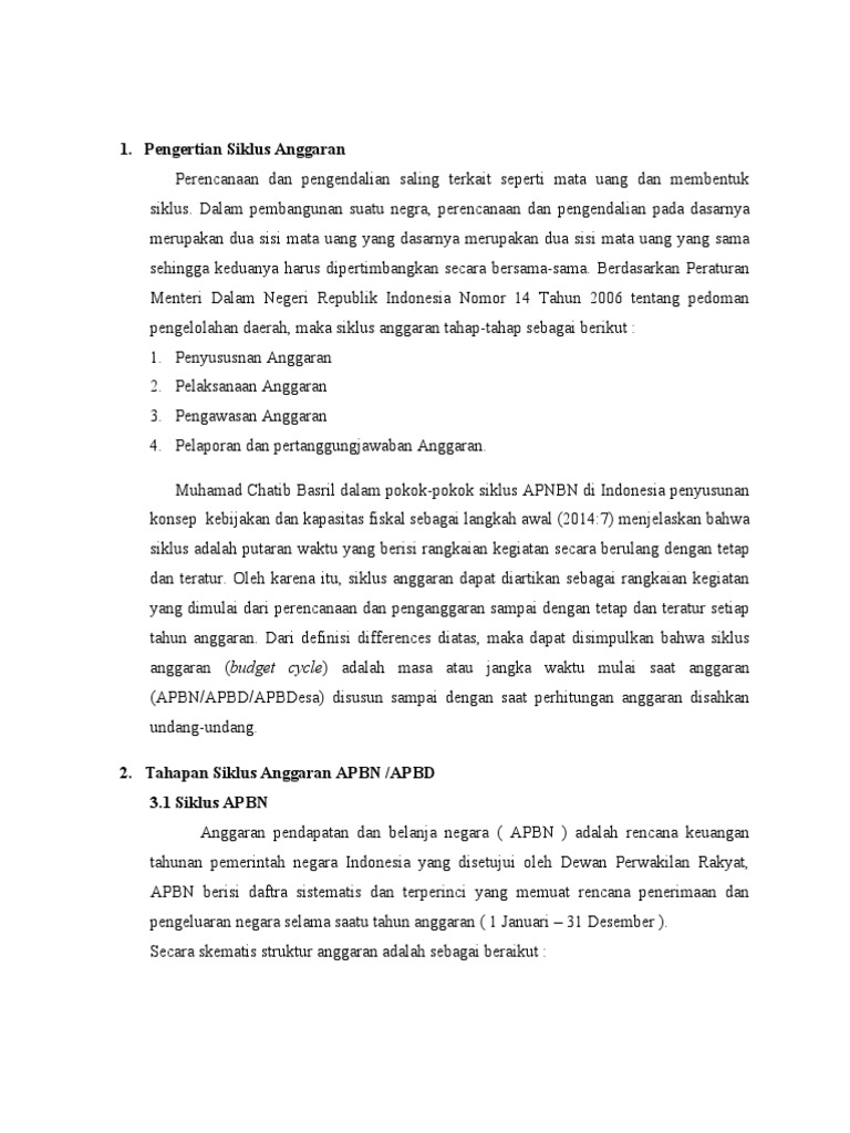 Tahapan Siklus Anggaran APBN dan APBD | PDF