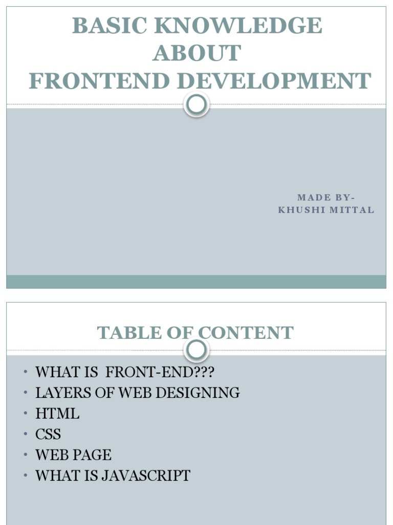 Basic Knowledge About Frontend Development | PDF | Html | World Wide Web
