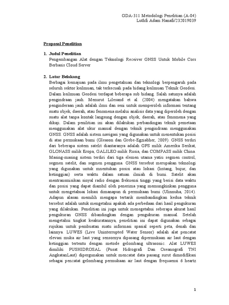 Format - Proposal - Penelitian - GDA311AA - Luthfi Adam Hanafi - 232019039-ALL-Final | PDF