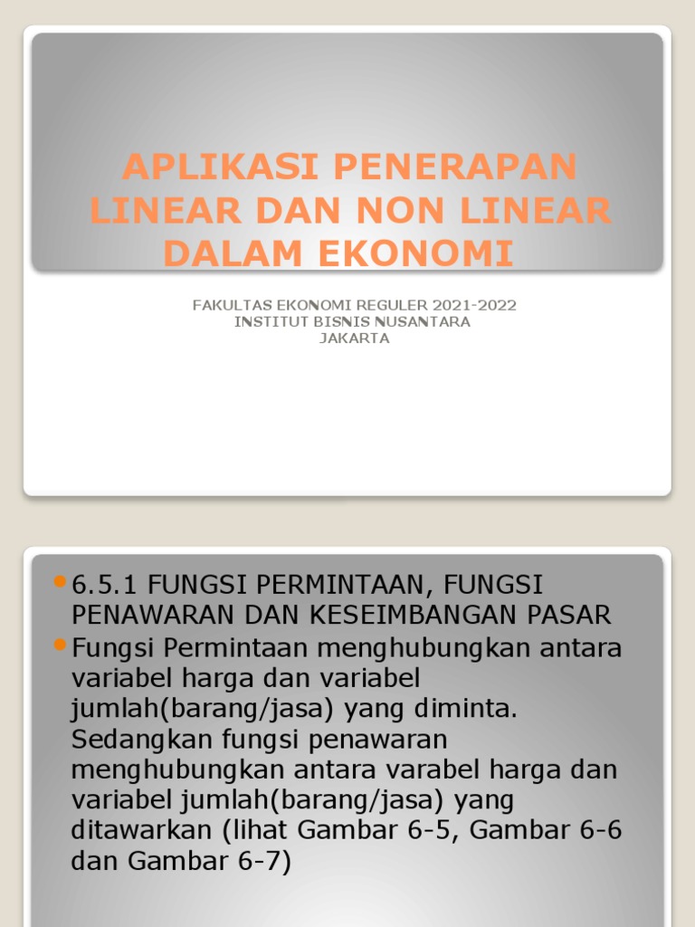 Matbis 1. Bab 5. Aplikasi Penerapan Linear Dan Non Linear Dalam Ekonomi ...