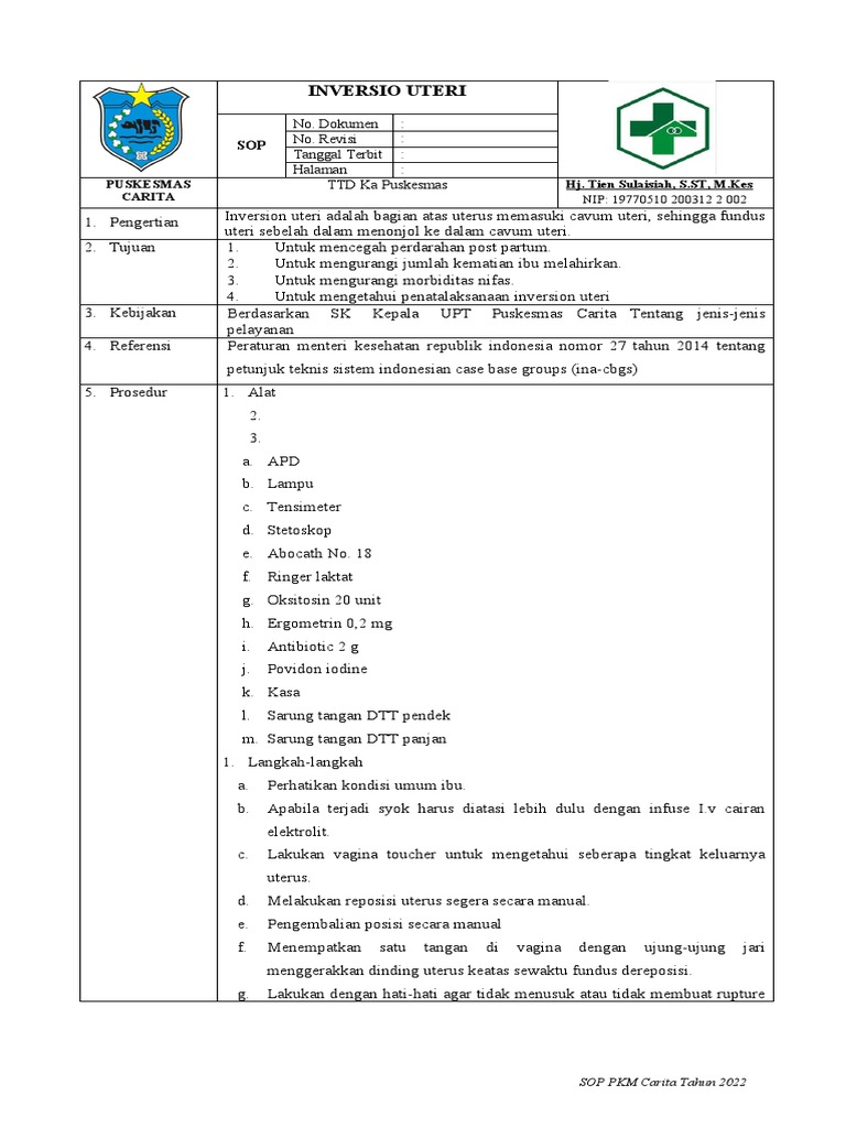 Sop Inversio Uteri | PDF